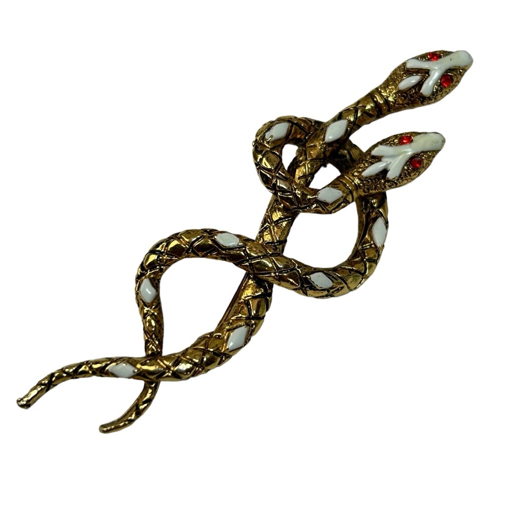 Vintage Signed Art Double Snakes Pin Brooch Arthur Pe… - Gem